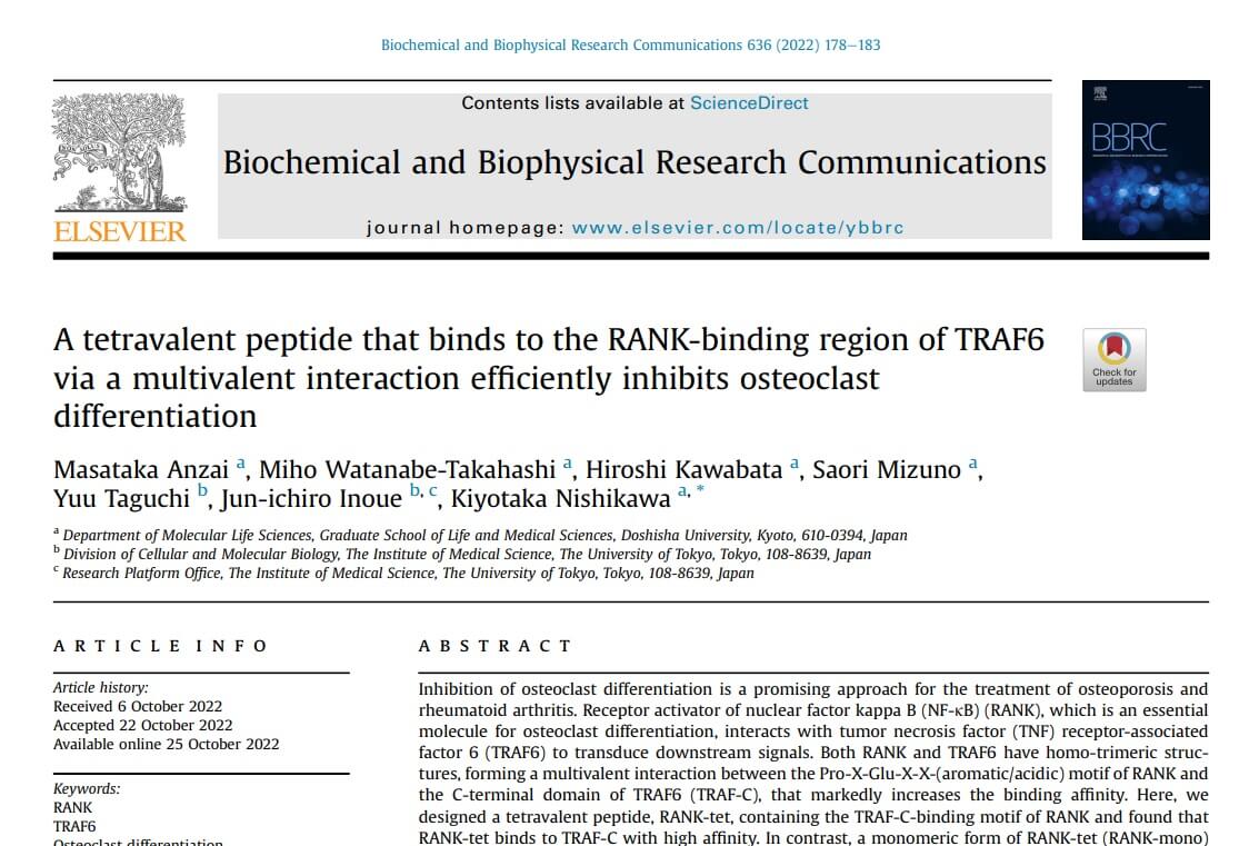 生命医科学研究科 医生命システム専攻 分子生命分野 博士課程3年安西聖敬さんらの研究成果が「Biochemical and ...